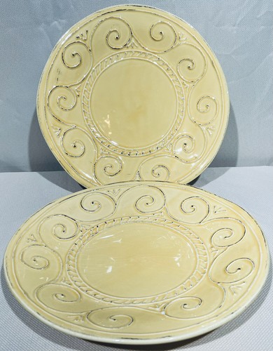 Lot Of 2 ~ Majoliche Jessica Stoneware Yel Embosssed 11 1/2”Plates Made ...