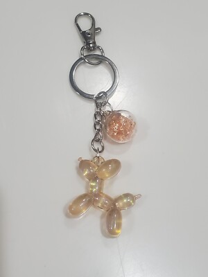 Balloon Dog Animal Keychains Key Ring Women Men New- Iridescent Peach ...