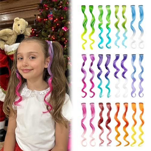 Mix Colored Hair Extensions for , Girls Clip In Rainbow Hair Extensions ...