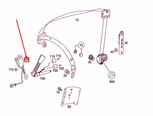 MERCEDES-BENZ R W251 Front Left Seat Belt Lock A25186031699051 NEW ...