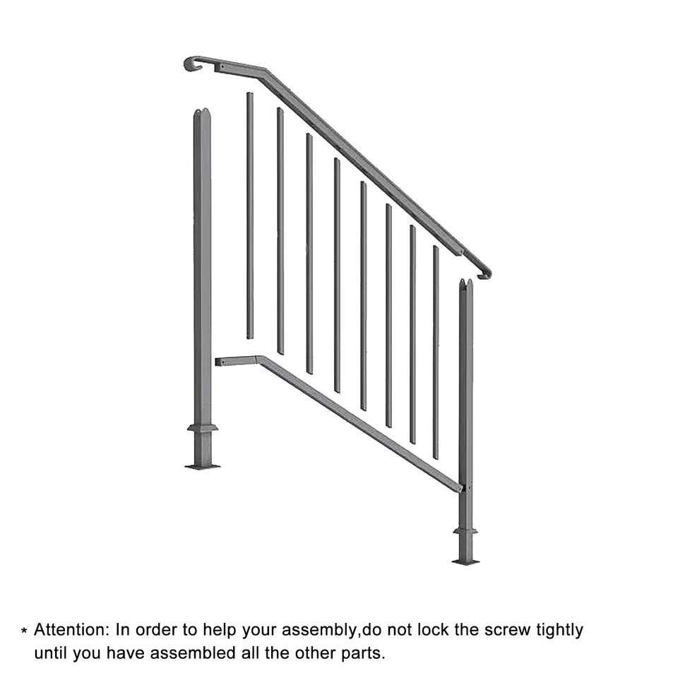 Stair Railing Kit - 1-4 Steps, Matte Black & Galvanized Iron Outdoor ...