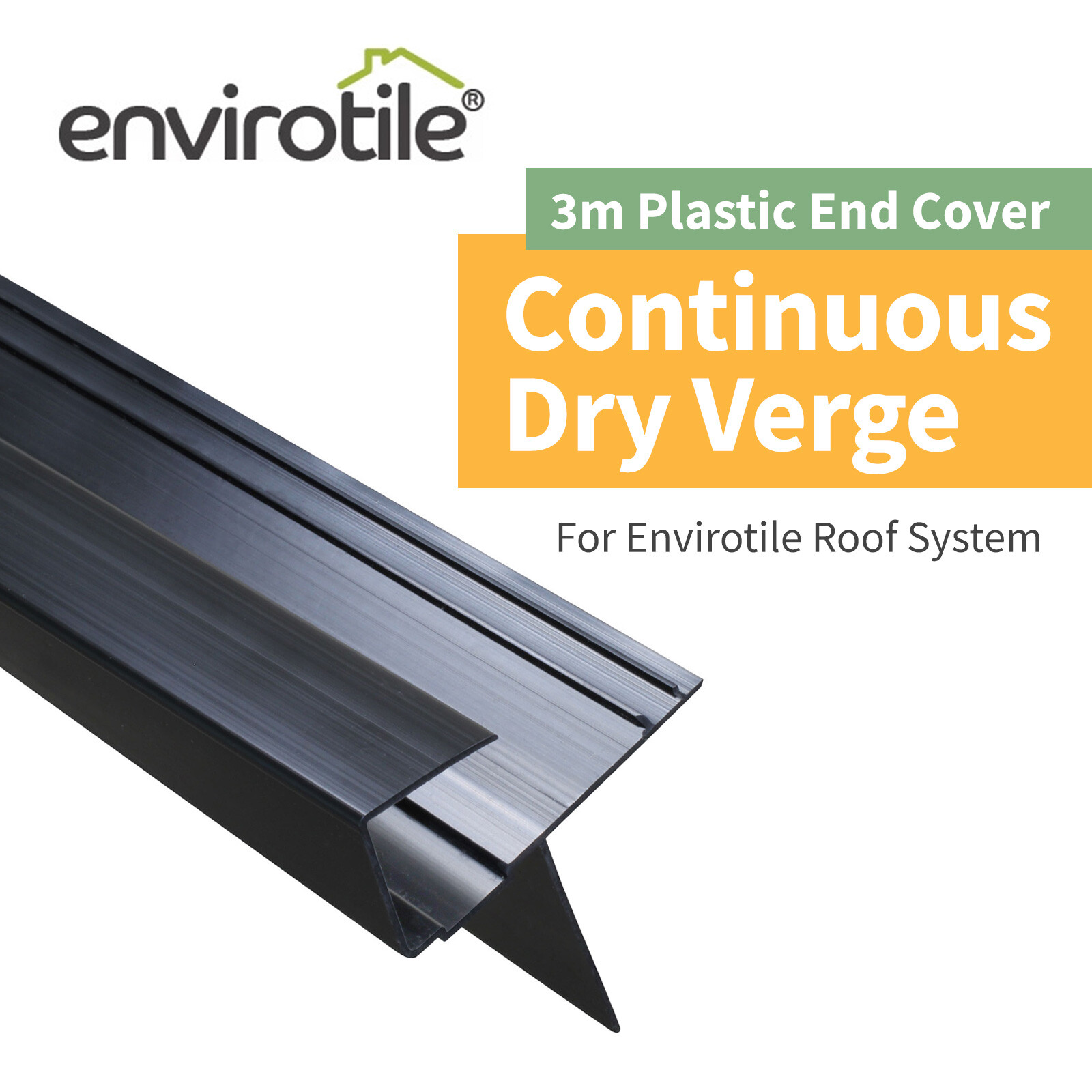 Envirotile Roof Dry Verge 3m Plastic End Cover Trim Cap Composite Slate ...
