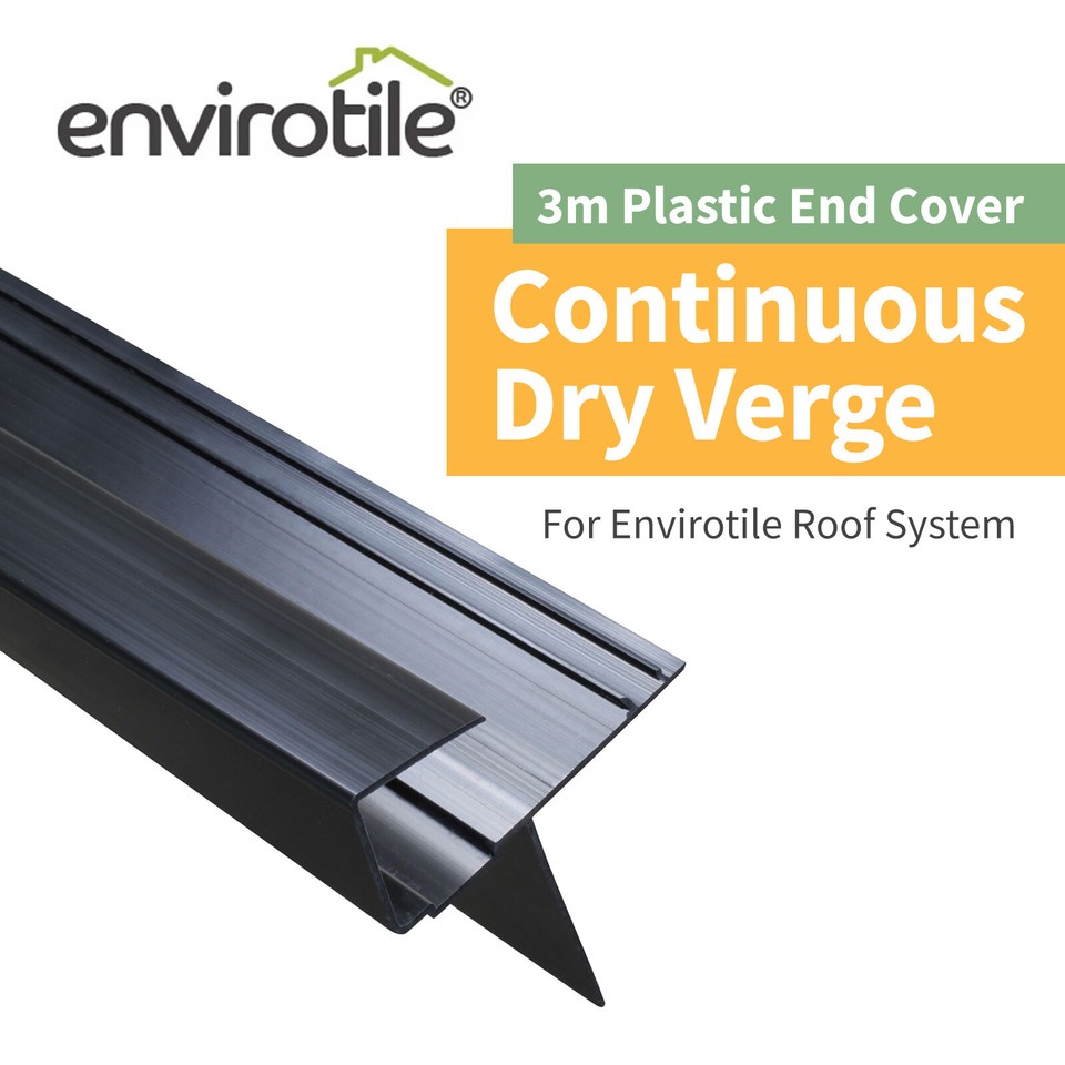 Envirotile Roof Dry Verge 3m Plastic End Cover Trim Cap Composite Slate ...
