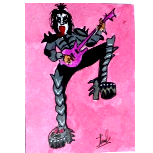 GENE SIMMONS ACEO Hand Rock Music Kiss Band signed ART NEW | eBay
