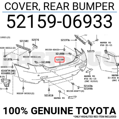 5215906933 Genuine Toyota COVER, REAR BUMPER 52159-06933 | eBay
