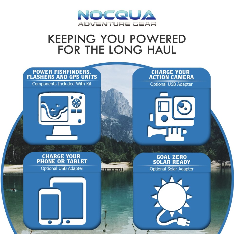 NOCQUA Pro Power Water-Resistant 12V Battery & Charger Kit for GPS ...