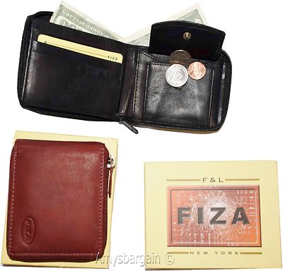 Lot of 2. Men's zip around Leather Wallet. Bifold zip wallet. Fiza ...