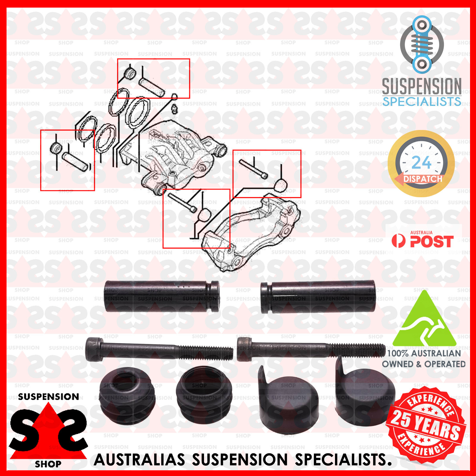 Front Axle Guide Sleeve Kit, Brake Caliper Suit PEUGEOT 306 1.8 16V 306 ...