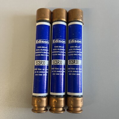 LOT OF 3 EDISON ECSR30 TIME DELAY DUAL ELEMENT FUSE 600VAC 30A | eBay