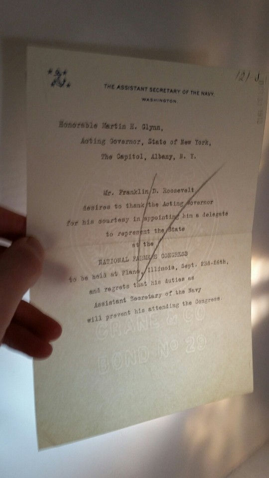 FRANKLIN D. ROOSEVELT FDR ASSISTANT SECRETARY OF THE NAVY 1913 LETTER ...