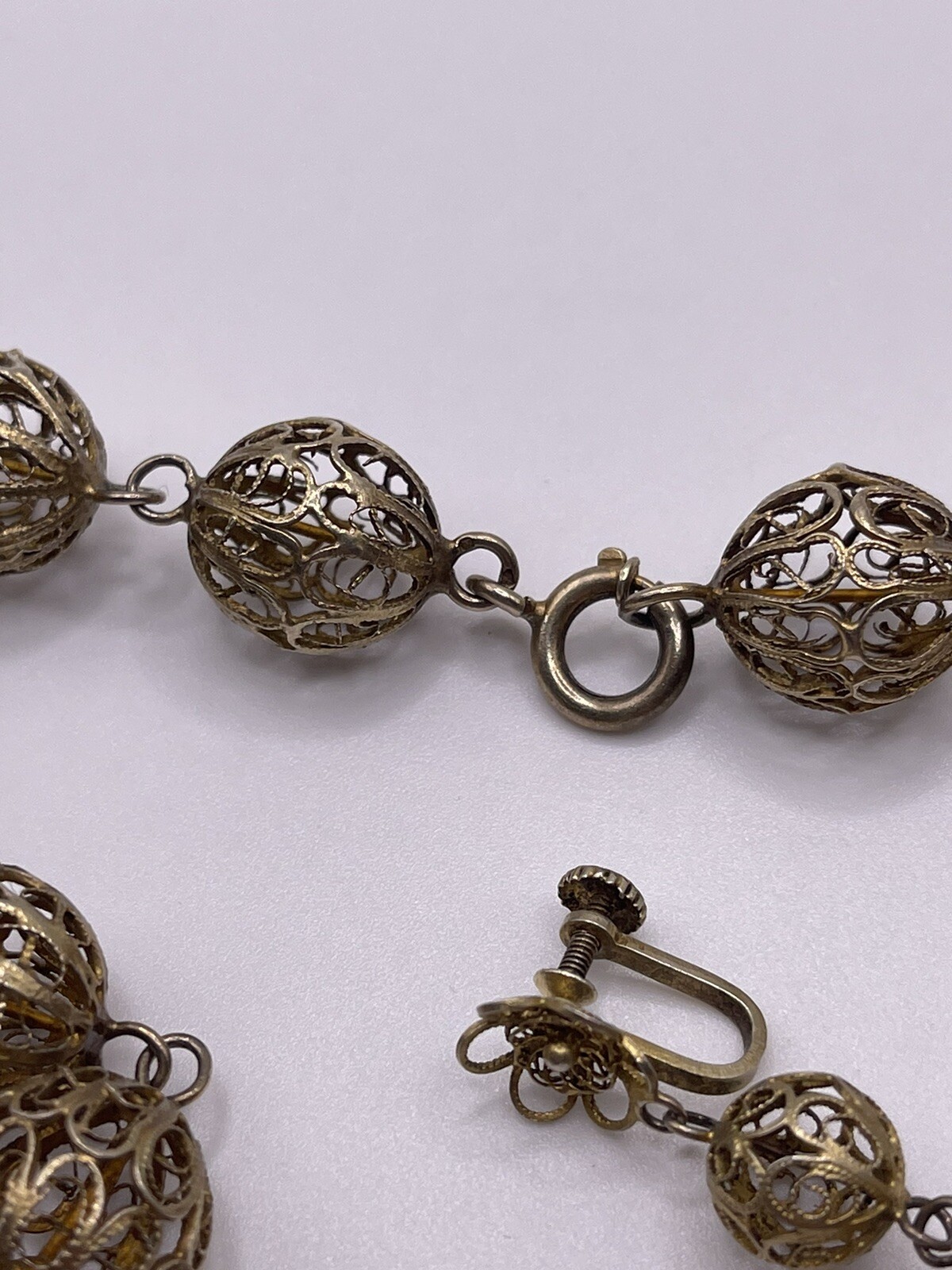Vintage Portuguese .833 Silver Gold Washed Filigree B… - Gem