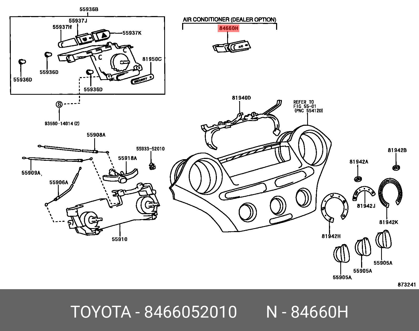 Genuine OE switch assy, cooler control, 8466052010 for TOYOTA 84660 ...