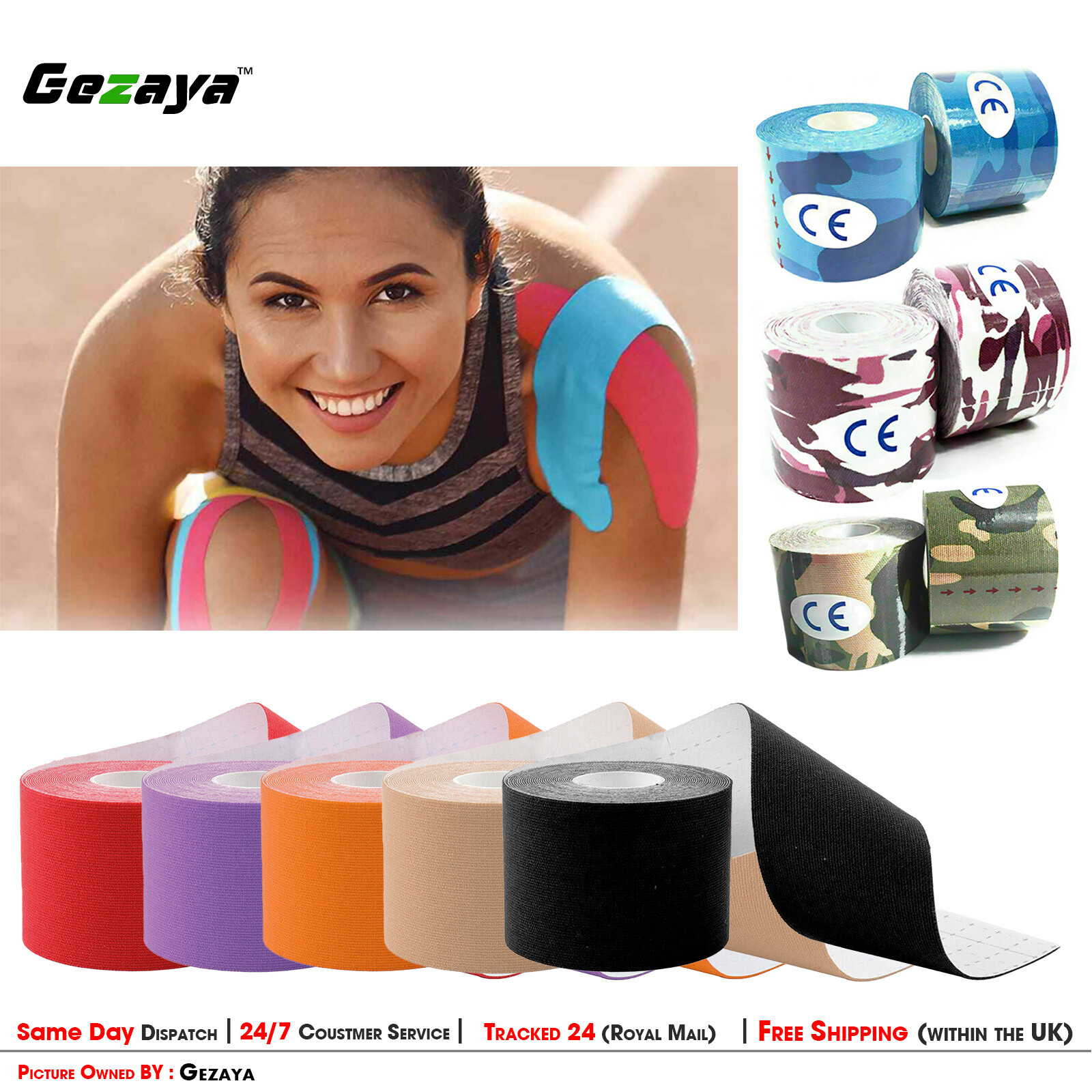 5cm x 5m Stretchy Moveable Sports Tape For Knee Shoulder Body Muscle ...