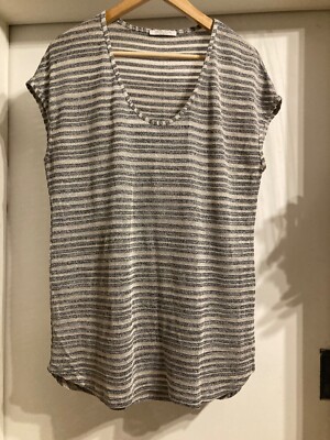 Metalicus size large striped boxy blouse loose knit Summer casual ...