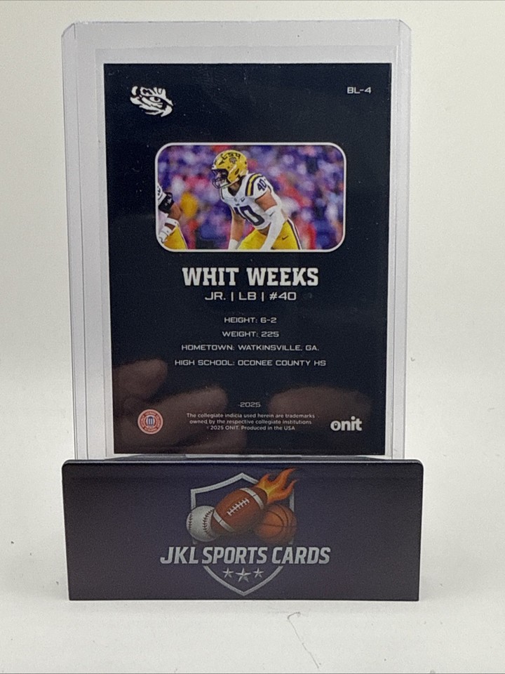 WHIT WEEKS 2025 ONIT LSU Tigers Football Blackout Silver SP #BL-6 | eBay