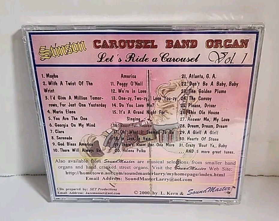 STINSON CAROUSEL BAND ORGAN VOLUME ONE CD 2001 THE AMERICAN SOUND NEW ...
