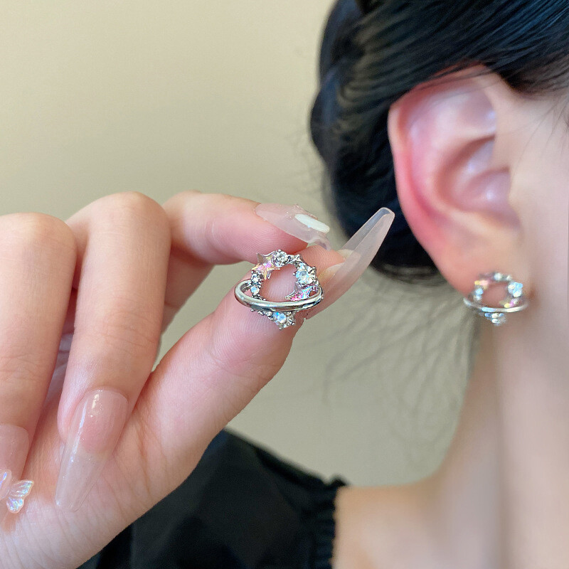 1Pair Exquisite Fashion Mini Star Earrings Cute Shiny Rhinestone ...