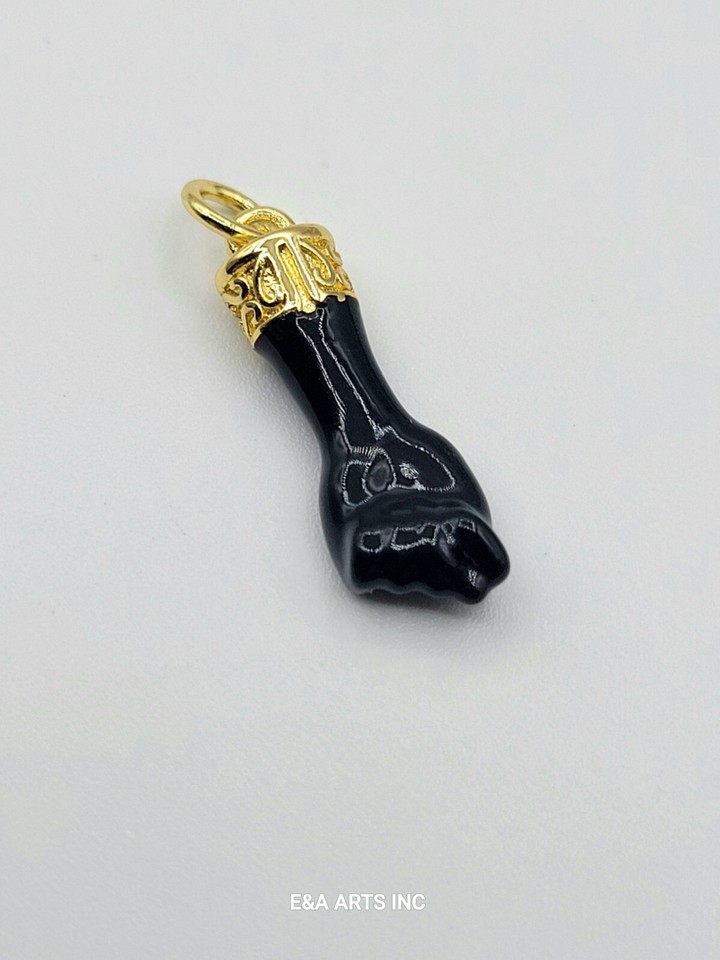 New Black Hand Azabache Charm/Pendant Gold Plated (Azabache Mano) | eBay