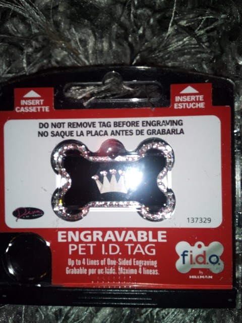 FIDO engravable Pet I.D. Tag - Crown Pink Studded Dogbone - 137329 for ...