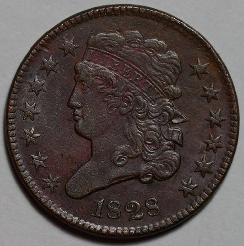 1828 Classic Head Half Cent - 13 Stars - US 1/2c Copper Penny Coin - L1 ...