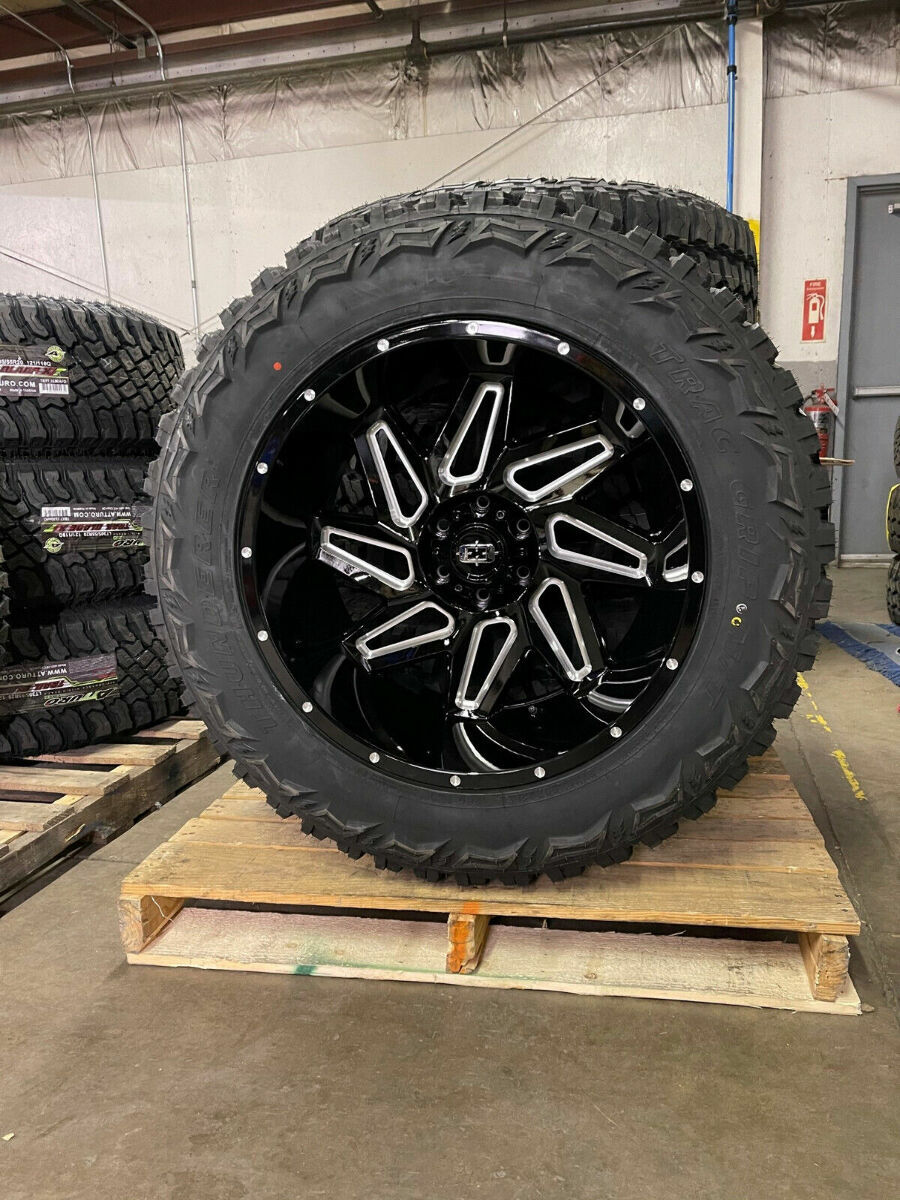 22x12 Vision Spyder Black Wheels 37 MT Tires Package 8x170 Ford Super ...