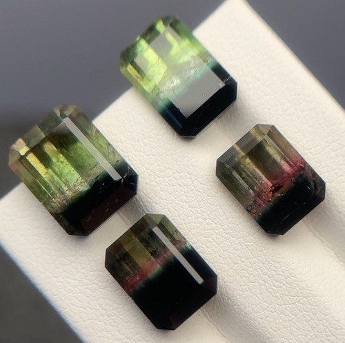 19.20 Ct Natural Multi-Color Tourmaline 4 Pcs Octagon Cut Loose ...
