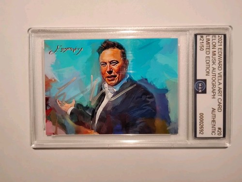 2021 ELON MUSK SIGNED CARD SILVER MARKER AUTHENTICATED AND ENCAPSULATED ...