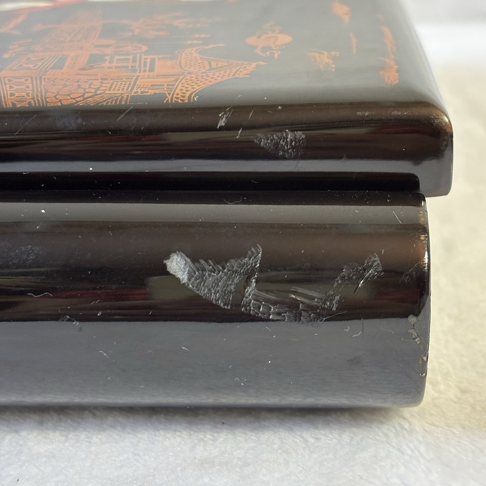 Vintage Vietnamese Black Lacquer Jewelry Keepsake Box w/ Mother of ...