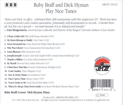 RUBY BRAFF & DICK HYMAN PLAY NICE TUNES NEW CD 780941114126| eBay