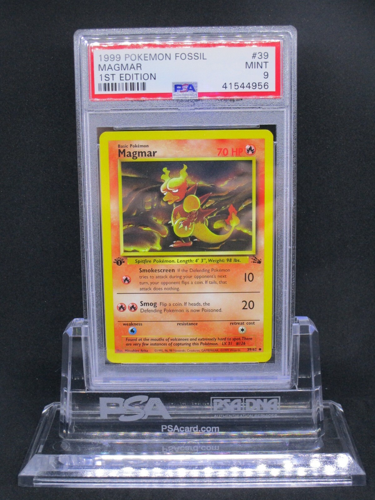 PSA 9 MINT Magmar 1st Edition Fossil WOTC Uncommon Pokemon Card 39/62 ...
