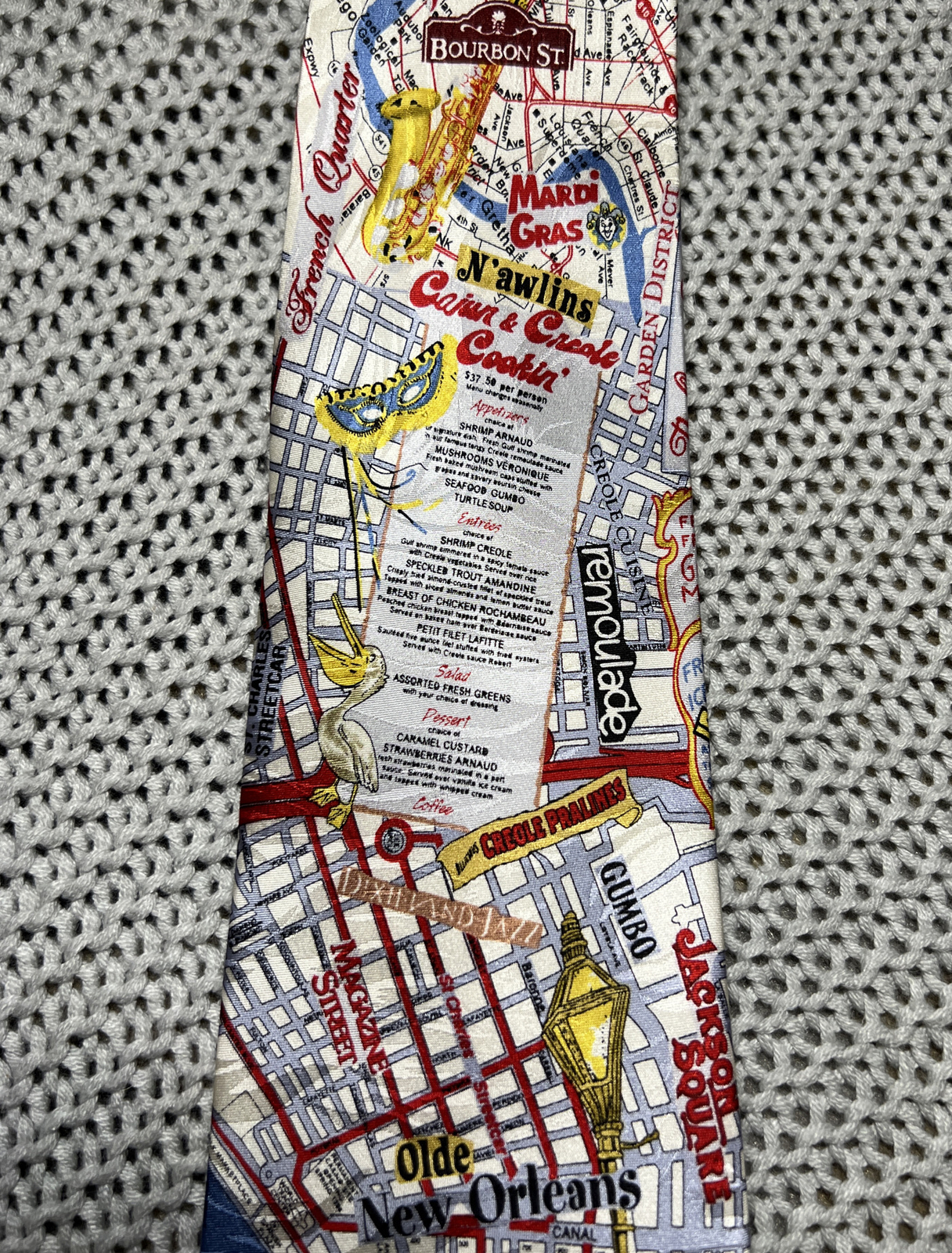 Museum Artifacts New Orleans Nola City Map Tie Silk - Gem