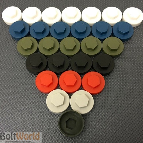16mm HEXAGONAL HEX TEK SCREW COVER CAPS TO FIT 8mm (5/16") TEK SCREWS ...