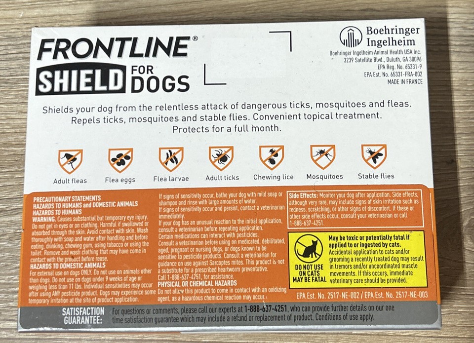 FRONTLINE SHIELD 4 SMALL DOGS 11 to 20 lbs - 6 PK ,New,Sealed ...