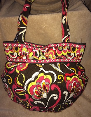 Vera Bradley Morgan Bag Purse Pocketbook Handbag Tote Brown Red Green ...