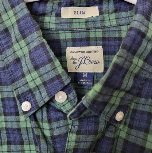 J. Crew Button Front Long Sleeve Blue Green Plaid Checks Cotton Shirt ...