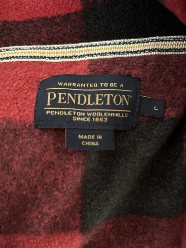 PENDLETON Quarter Zip Buffalo Plaid Pullover Fleece Men’s L With ...