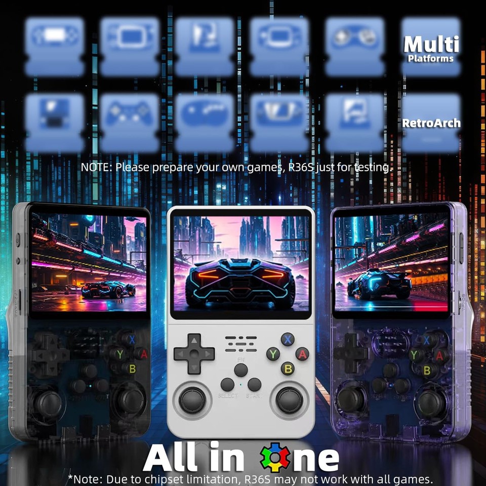 R36S Handheld Game Console 3.5" IPS 640x480 Open-Source System Purple ...