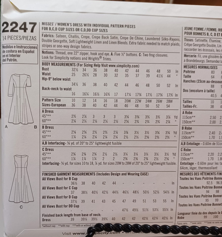 2247 Simplicity SEWING Pattern UNCUT Misses 10-18 amazing fit high ...