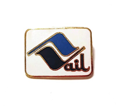 Vail Ski Resort Pin Small Rectangular Blue Black White Colorado Skiing ...