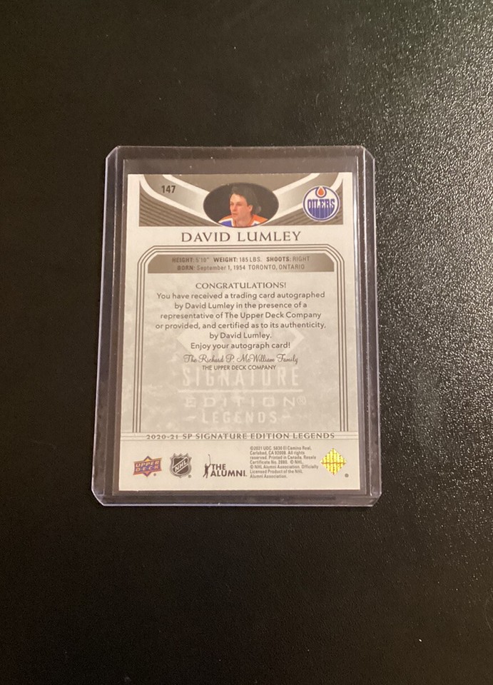 2020-21 SP Legends Signature Edition David Lumley Black Auto /10 | eBay