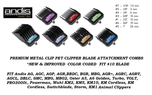 ANDIS PET PREMIUM METAL CLIP Blade GUIDE COMB*Fit AGC2,SMC,MBG,AGR,MBG2 ...