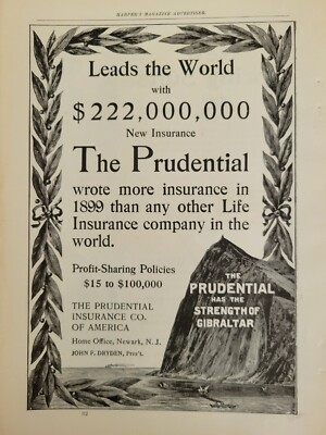 1900 Prudential insurance company of America leads the world. vintage ...