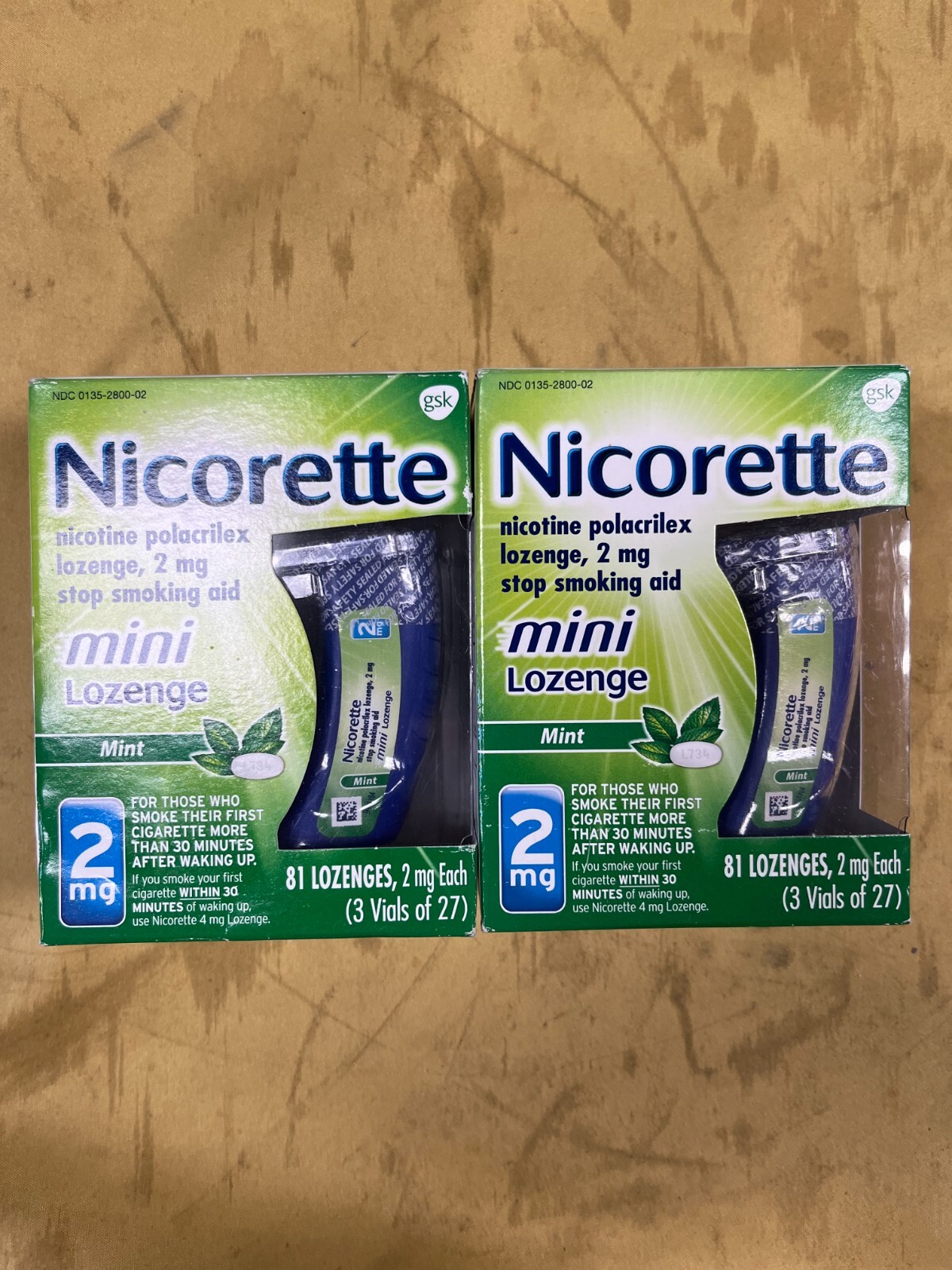2 New Nicorette Nicotine Mini Lozenge 2mg Mint - 81 Lozenges Each Box ...