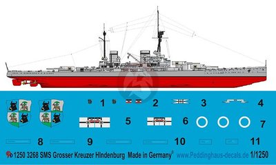 Peddinghaus 1/1250 SMS Hindenburg German Battlecruiser WWI Markings ...