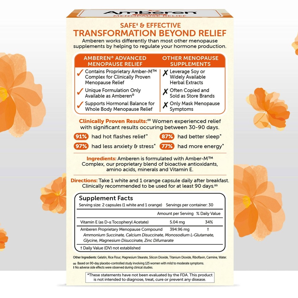 Amberen Multi Symptom Menopause Relief Supplement Estrogen Free 60 ct ...