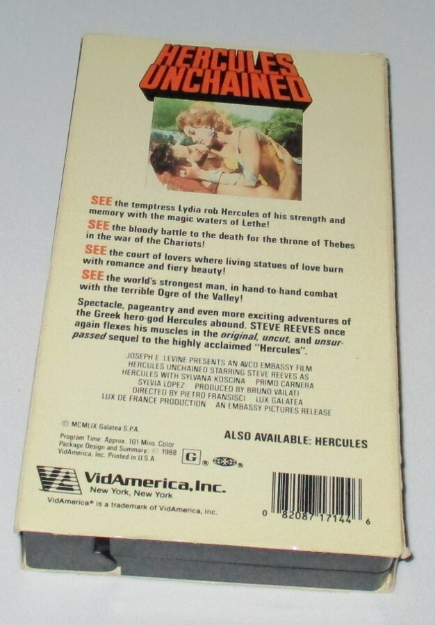 1959 Hercules Unchained movie VHS, 1988 VidAmerica Video, uncut version | eBay