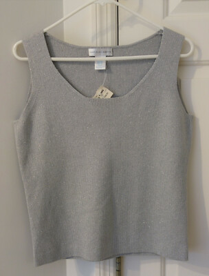 Garfield & Marks Silver Metallic Silk Dress Women's Sweater Vest Size ...