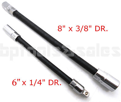 2pc Flexible Socket Extension 1/4" x 6" & 3/8" x 8" Long Ratchet Set ...