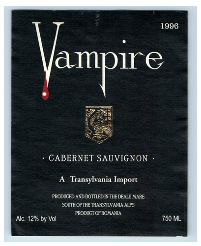 1970's-80's Vampire Gabernet Sauvignon Transylvanian Wine Label ...