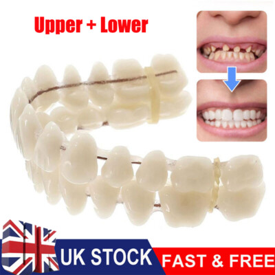 UK Snap On False Teeth Upper + Lower Dental Veneers Dentures Tooth ...